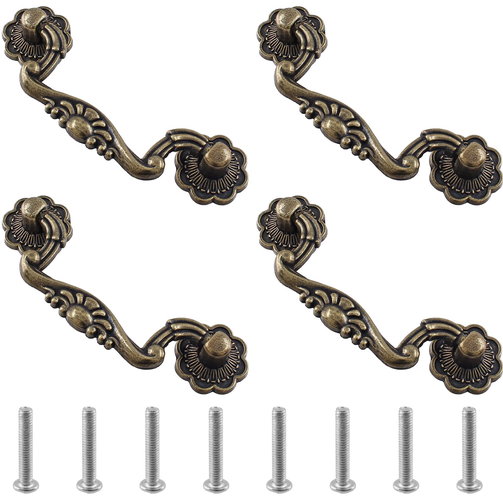 Unlorspy 4 Pcs Antique Bail Handle Drop Pulls 3.07 Inch(78mm) Hole ...