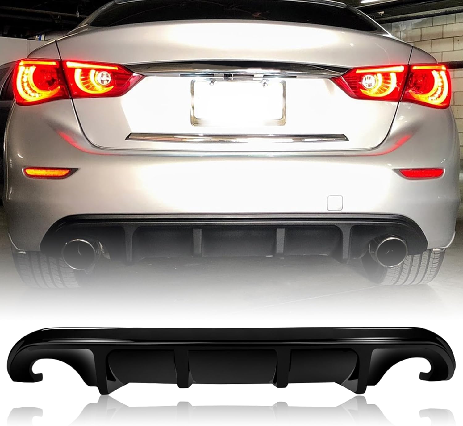 Amazon.com: Rolling Gears Q50 Rear Bumper Diffuser Compatible with 2014 ...