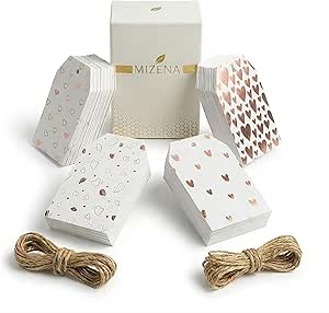 Amazon.com: MIZENA Blank Gift Tags with Foil Hearts, 350 GSM White ...