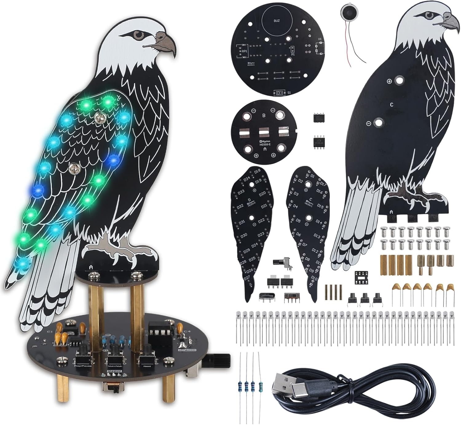 BANRIA Eagle-Shaped DIY Soldering Kit – Electronics Project with 10 ...