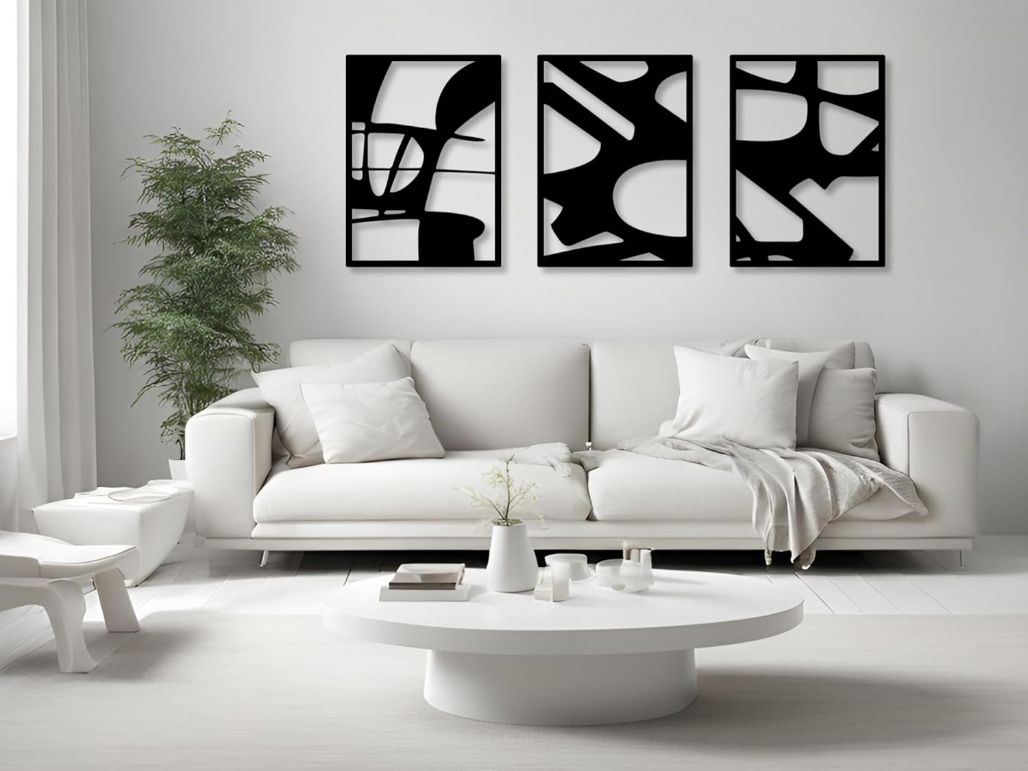 Amazon.com: Vailla Black Abstract Wall Art, Wooden Wall Decor for ...
