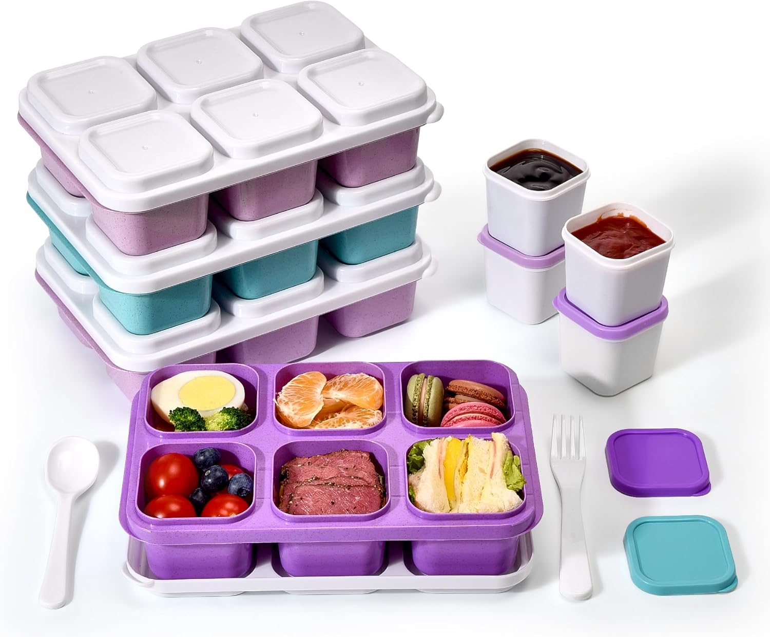 Amazon.com: galaitop 4-Pack Bento Box & Snack Containers for Kids ...