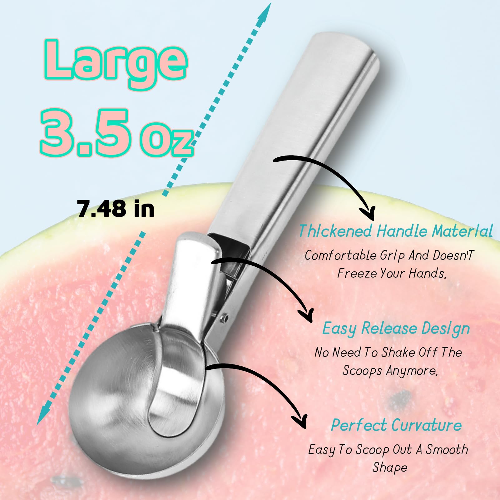 Snapklik.com : ZKIRON Old-school Ice Cream Scoop Stainless Steel, Heavy ...