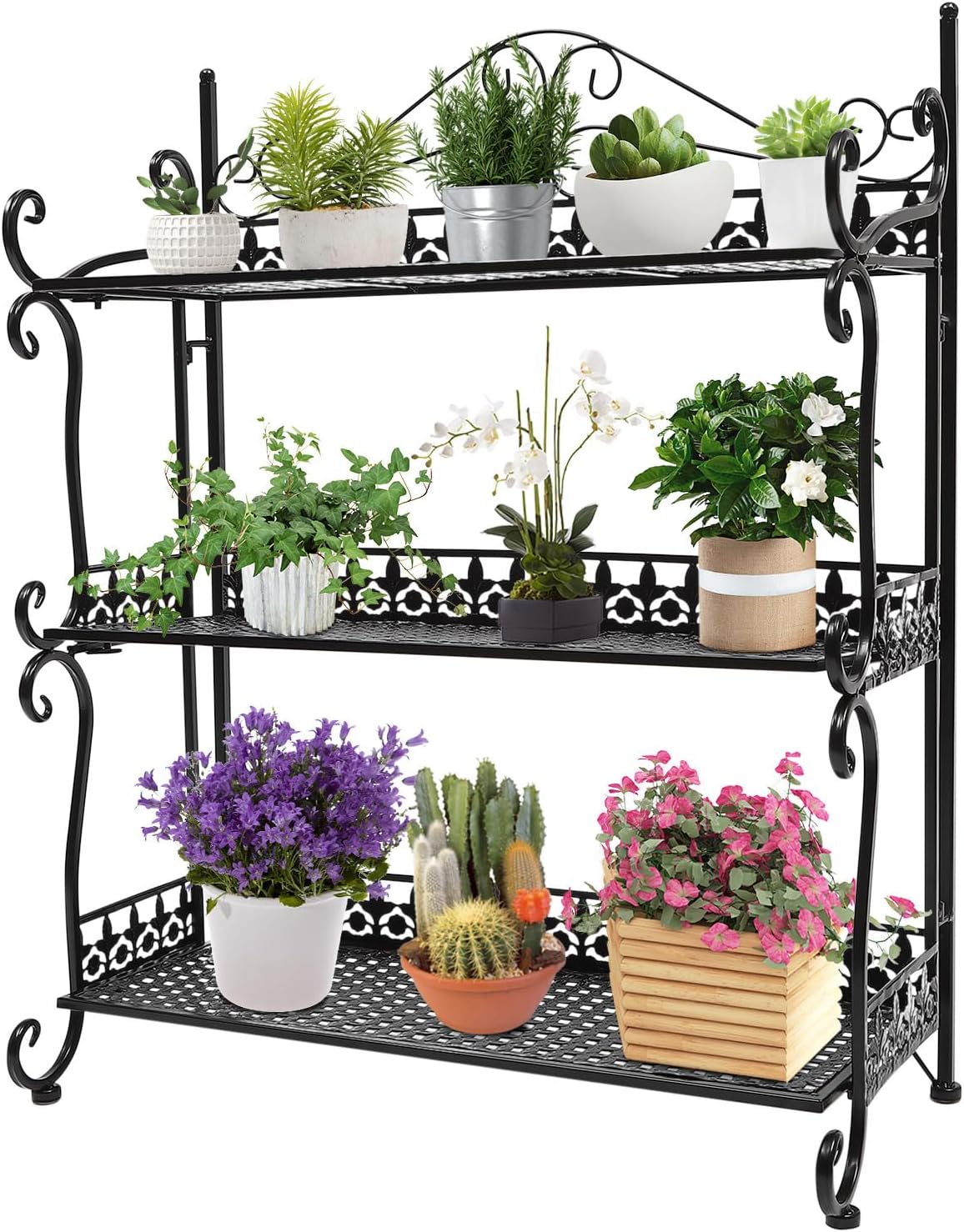 Amazon.com : Gdrasuya10 Metal Plant Stands, 3-Tiers Collapsible Flower ...