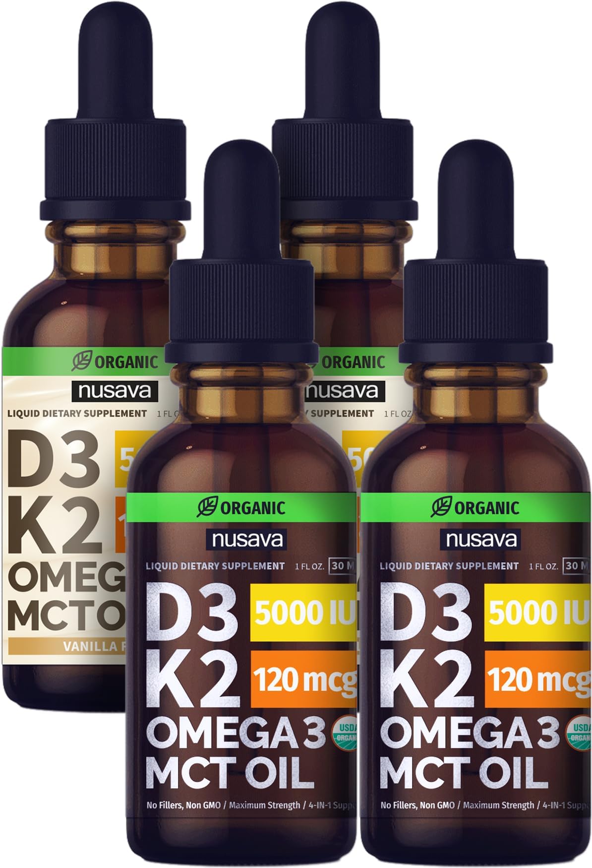 Amazon.com: NUSAVA Unflavored D3 K2 Liquid Drops and Vanilla Flavored ...