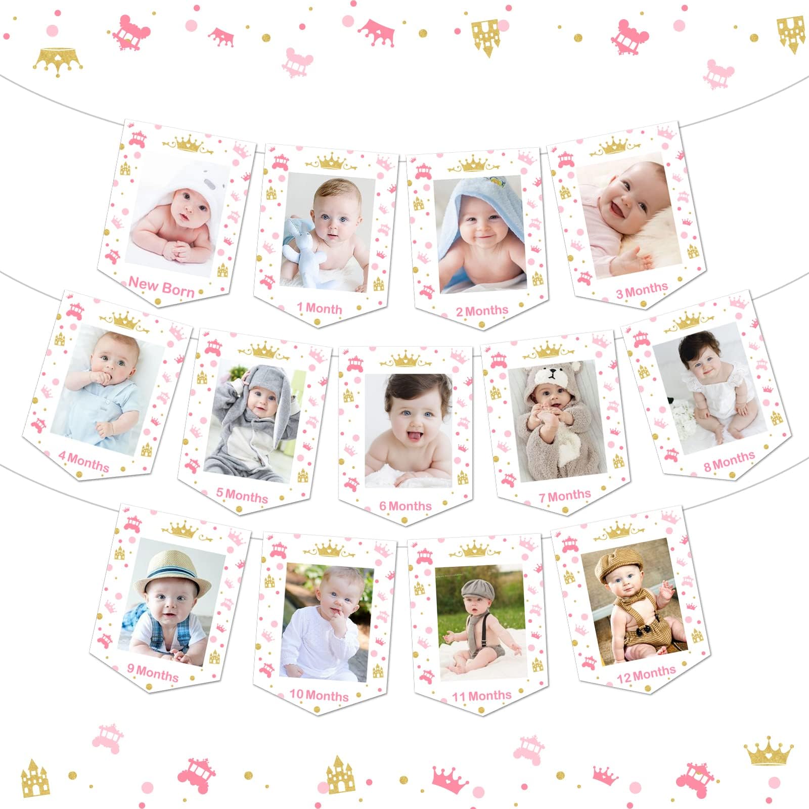 Amazon.com: Princess Photo Banner for Girl, Pink and Gold Princess ...