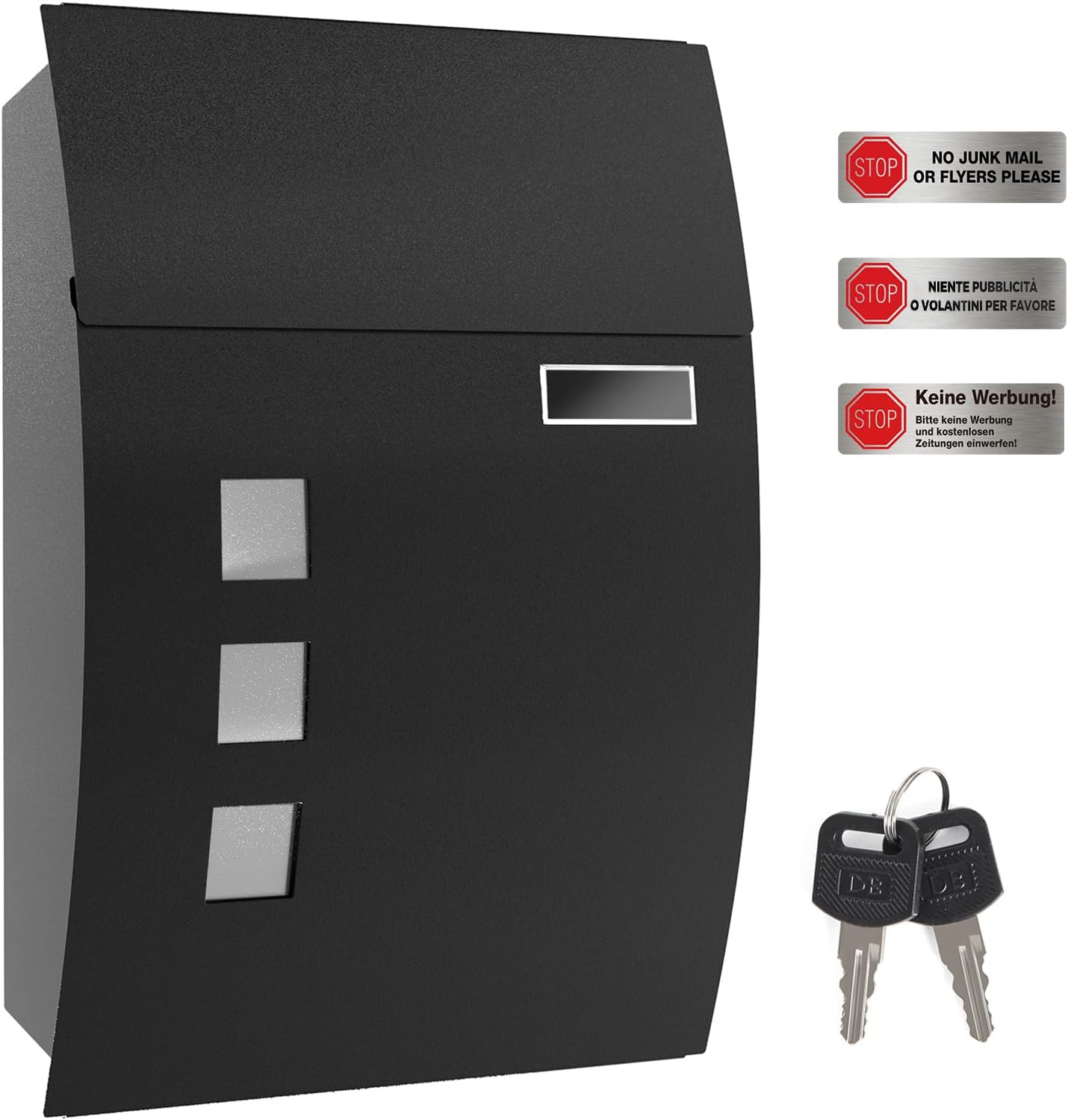 SONGMICS Mailbox, Wall-Mounted Lockable Post Letter Box with Viewing ...