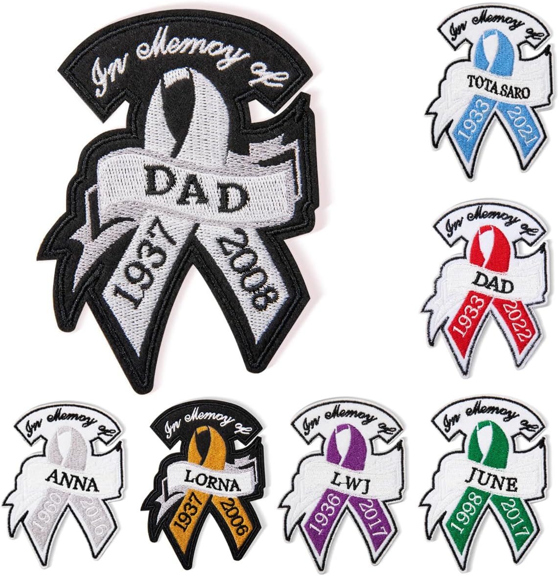 Amazon.com: Personalized in Memory of Ribbon Patches with Embroidered ...