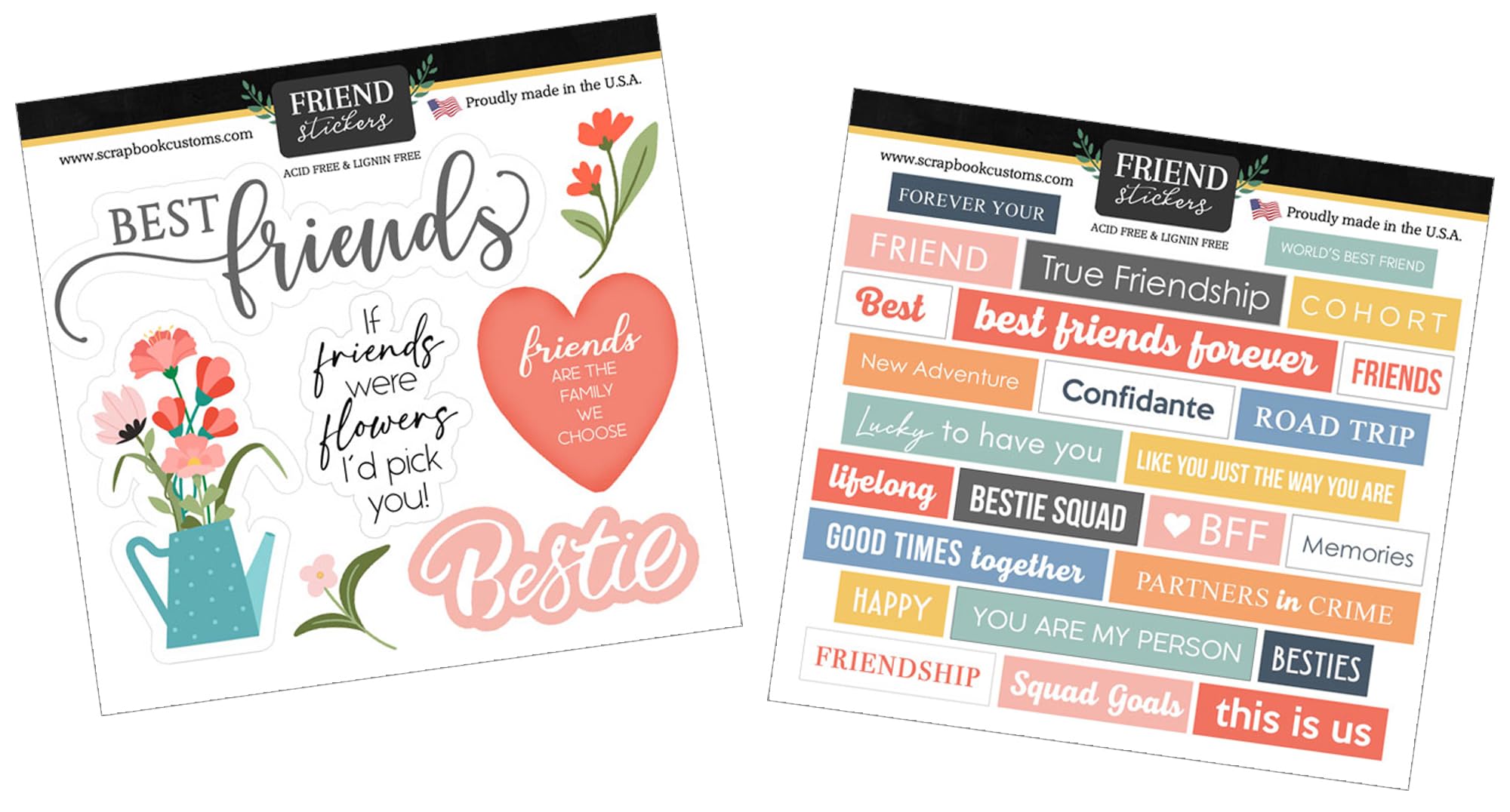 Amazon.com: Best Friend Stickers - Scrapbook Friendship Stickers with ...