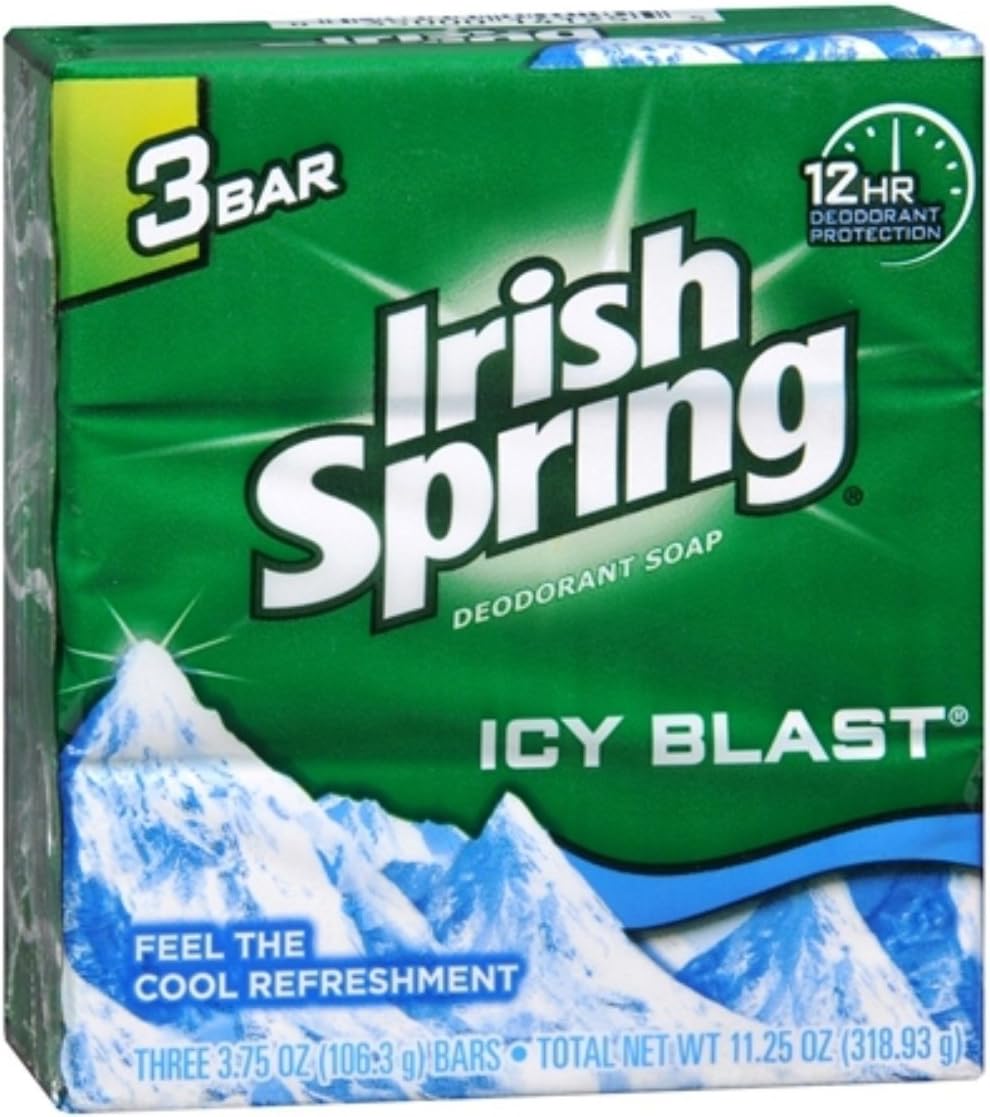 Irish Spring Deodorant Bar Soap, Icy Blast, 3.75 oz bars, 3 ea (Pack of ...