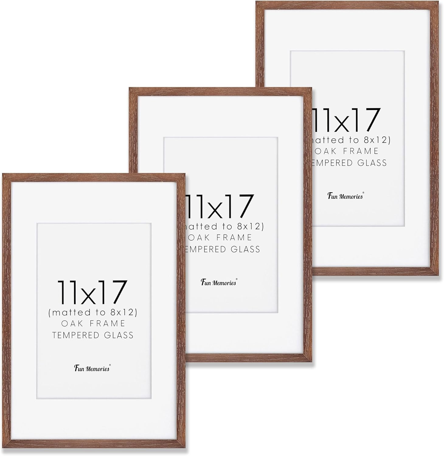 Amazon.com - 11x17 Picture Frame Set of 3, Solid Oak Wood 11 x 17 ...