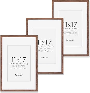 Amazon.com - Fun Memories 11x17 Picture Frame Set of 3, Solid Oak Wood ...