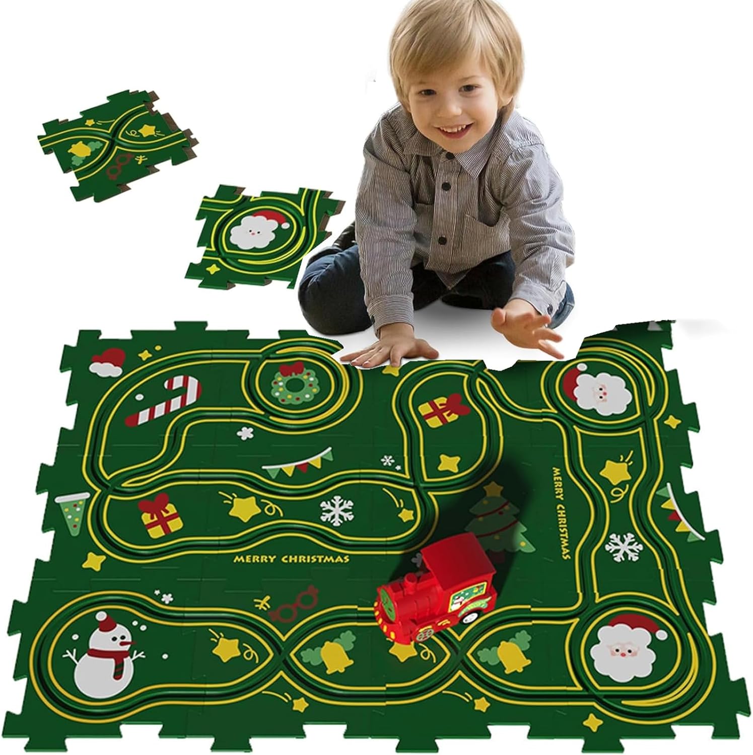 Christmas Theme DIY Puzzle Tracks with Vehicles,Puzzle Car Track Play ...