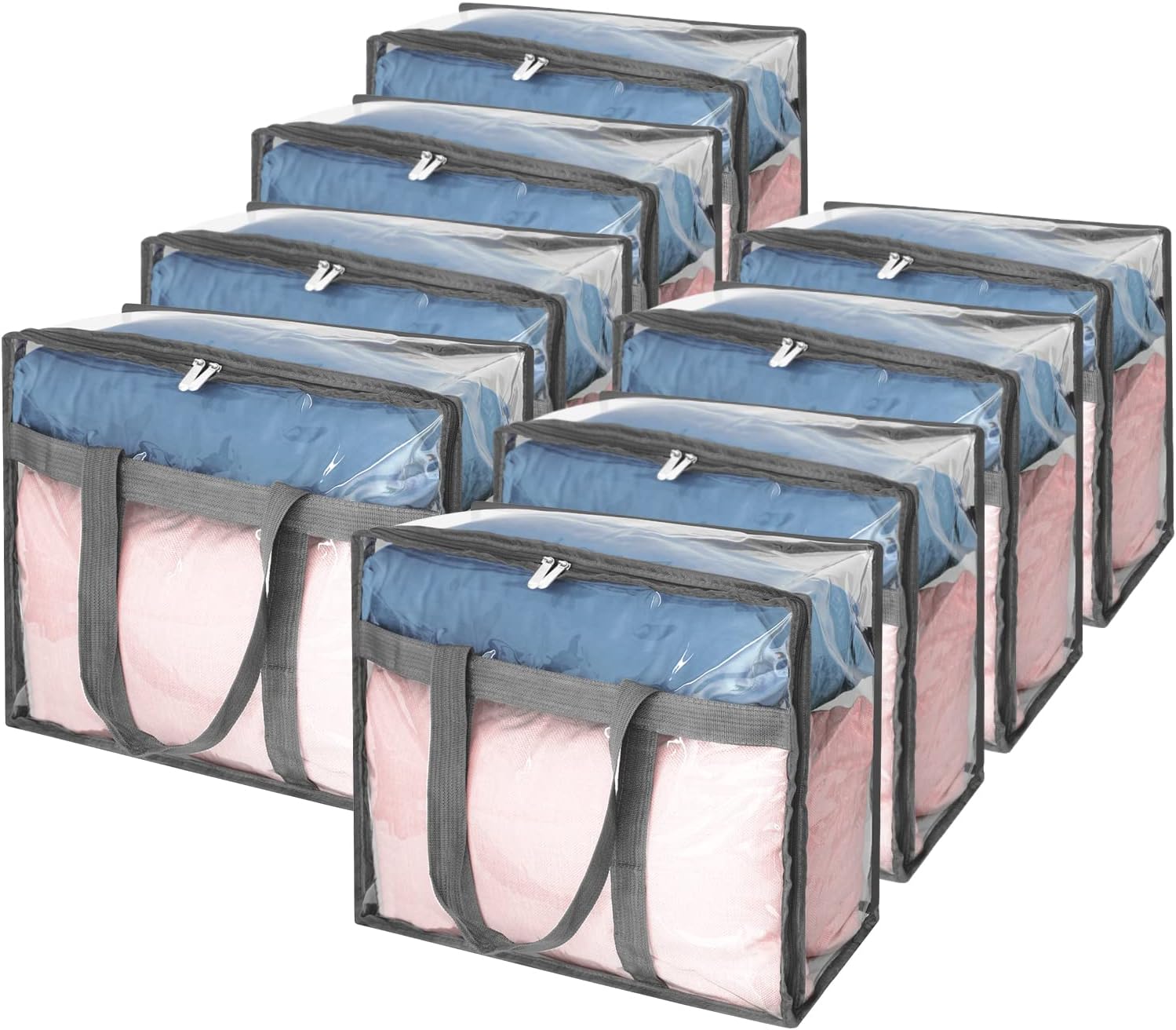 Fixwal 8 Pack Clear Clothes Storage Bags Vinyl Organizers with Sturdy ...