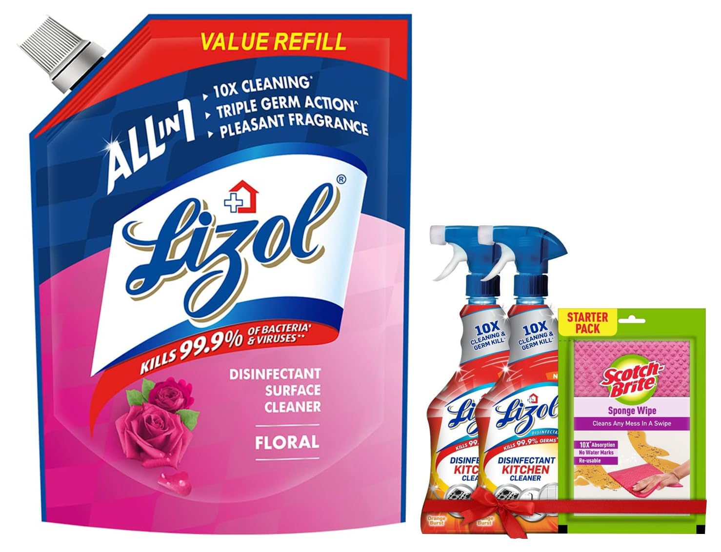 Lizol Disinfectant Surface & Floor Cleaner Liquid Refill Pack, Floral ...