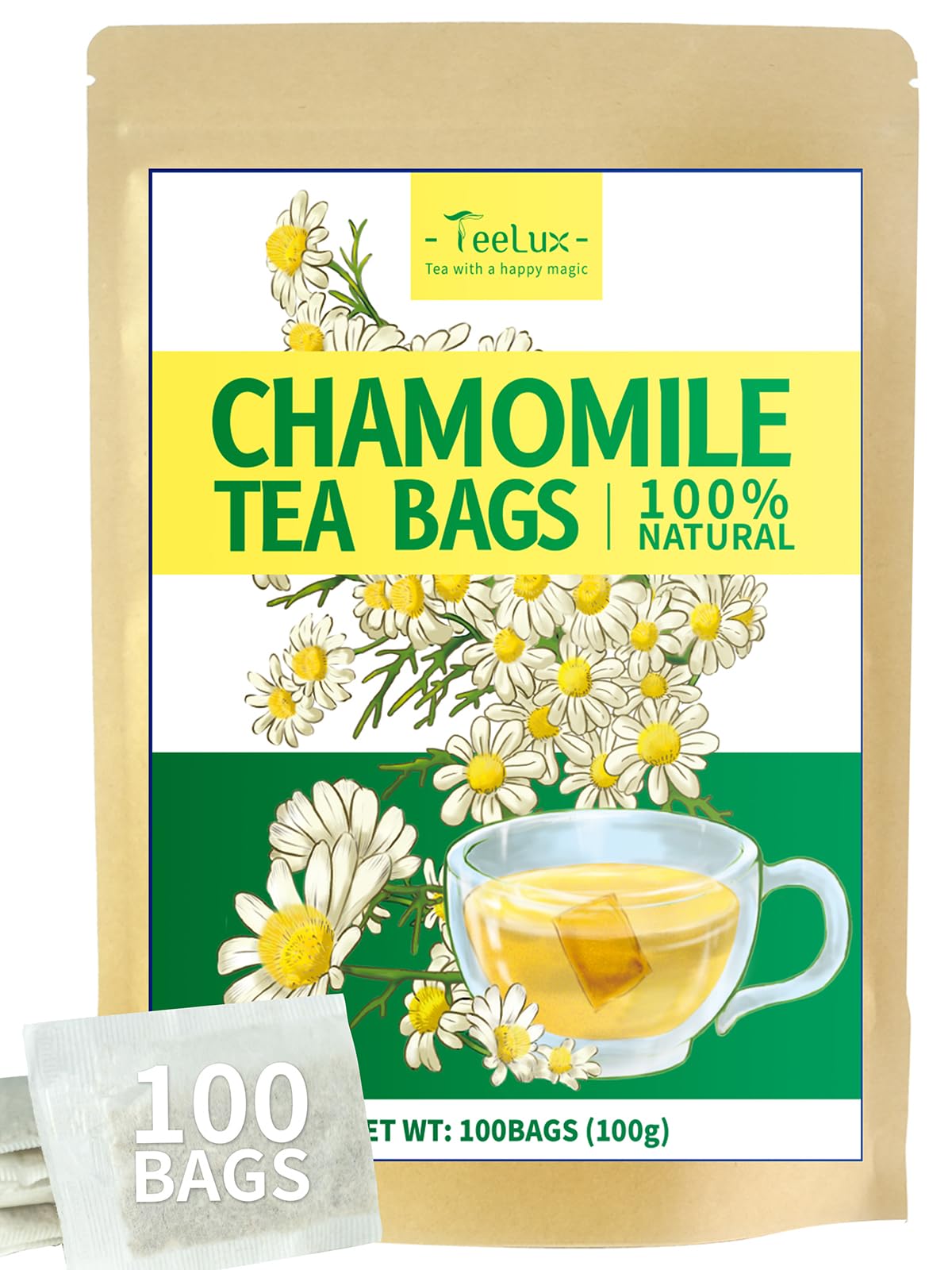 Amazon.com : TeeLux Chamomile Tea Bags, 1g/bag, Natural Chamomile ...