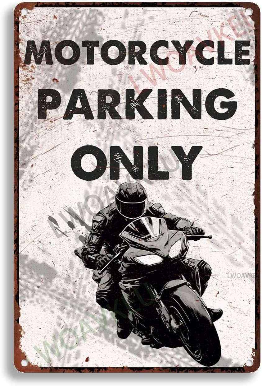 Amazon.com : Aluminum Tin Signs Motorcycle Parking Only For Decor For ...