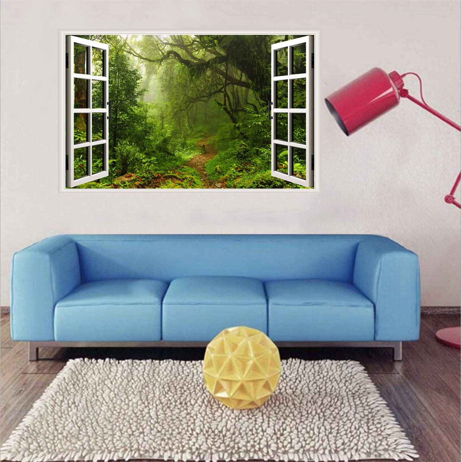 Forest Trees Window Wall Sticker Virgin Jungle Fake Window Wall Decals ...