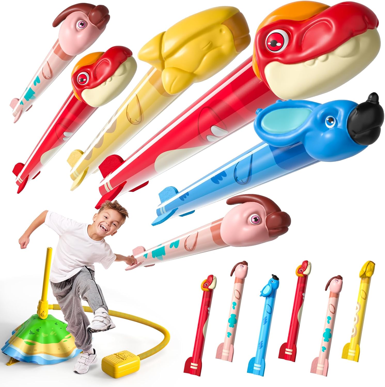 Amazon.com: Bennol Rocket Launcher Toys for Kids, 6 Foam Dinosaur ...