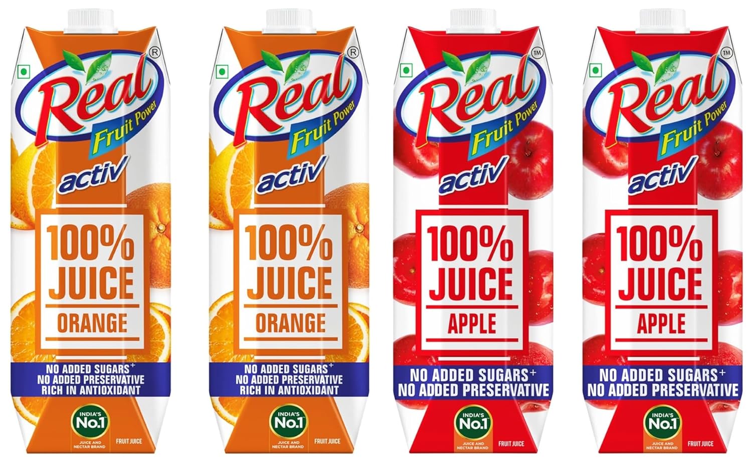 DABUR Real Activ, Orange, 1L (Pack of 2) & DABUR Real Activ 100% Apple ...