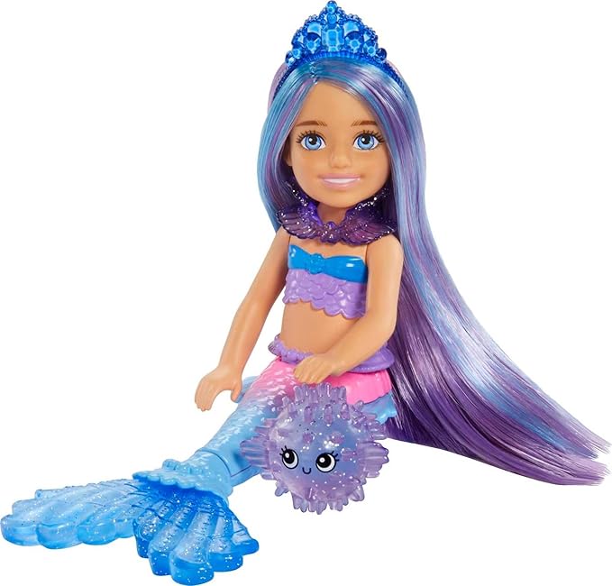 Amazon.com: Barbie Mermaid Power Chelsea Small Doll with Blue & Purple ...