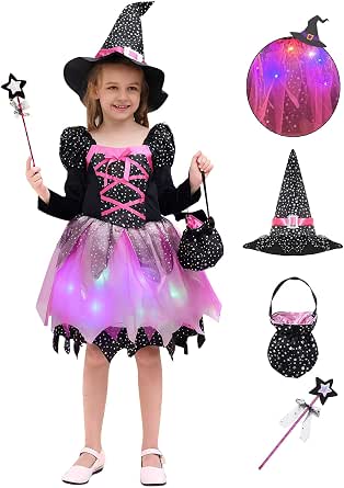 Amazon.com: Uxeqtop Halloween Witch Costume for Girls Kids Costumes ...