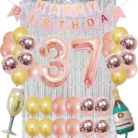 Amazon.com: 37th Birthday Decorations Party Supplies Happy 37th ...