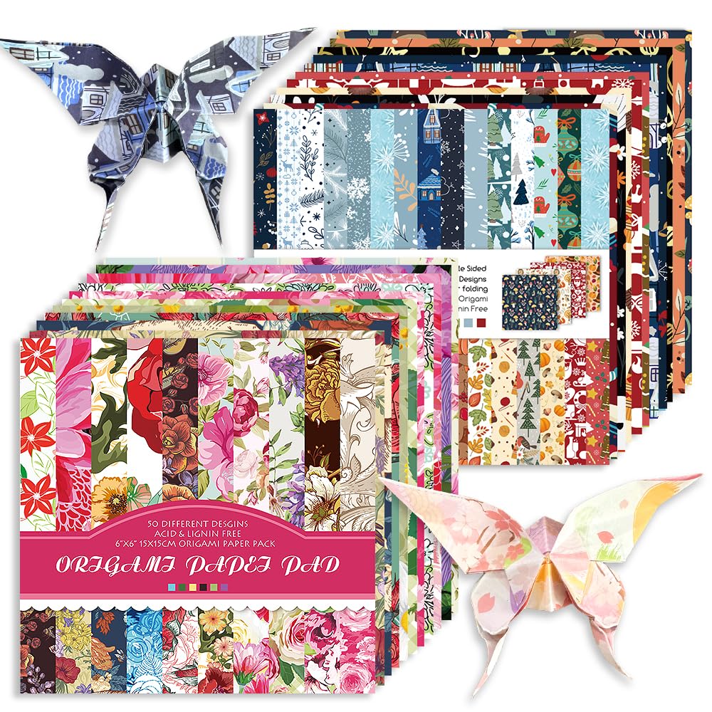 Amazon.com : Origami Paper Kit 100 Sheets 70GSM 6 Inch Square Double ...