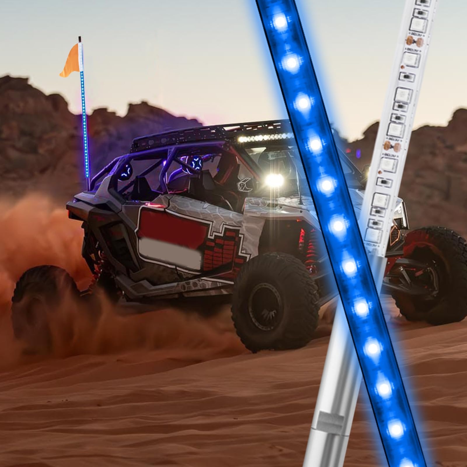 Snapklik.com : 3ft LED Light Whip, AAIWA LED Whip Lights For ATV UTV ...