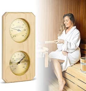 Amazon.com : ZUOLUN Sauna Thermometer and Hygrometer 2 in 1, Wooden Sauna Fahrenheit Thermometer ...