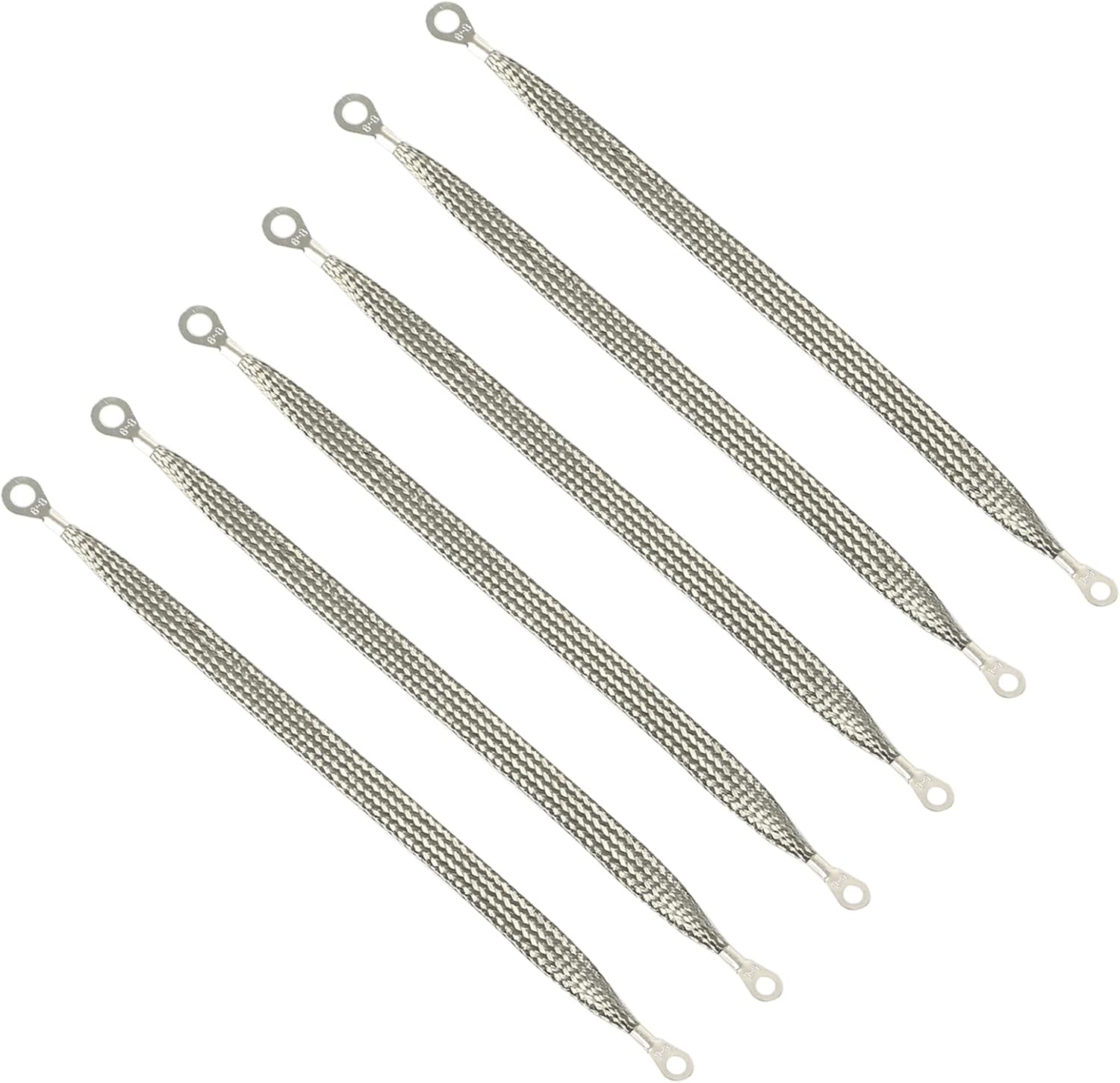 6 Pack Universal Automotive Engine Ground Strap, 12"x 1/2" Tinned ...