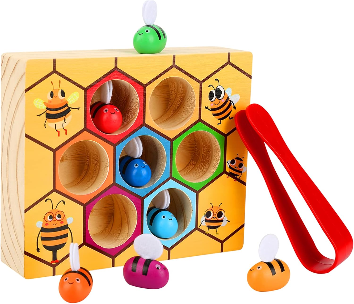 Kunmark Toddler Bee Hive Preschool Wooden Toys,Bee Toy, Toddlers for ...