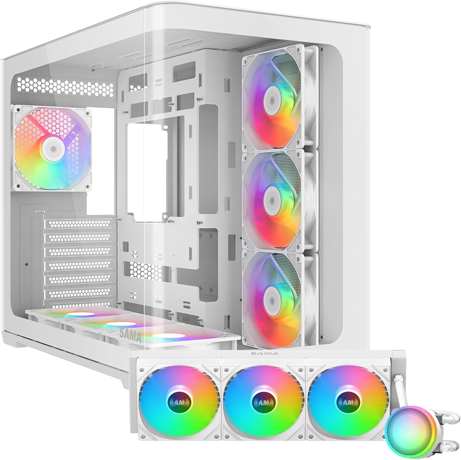 Amazon.com: SAMA V60 Mid-Tower White PC Case & SAMA L60 CPU AIO Water Cooler : Electronics
