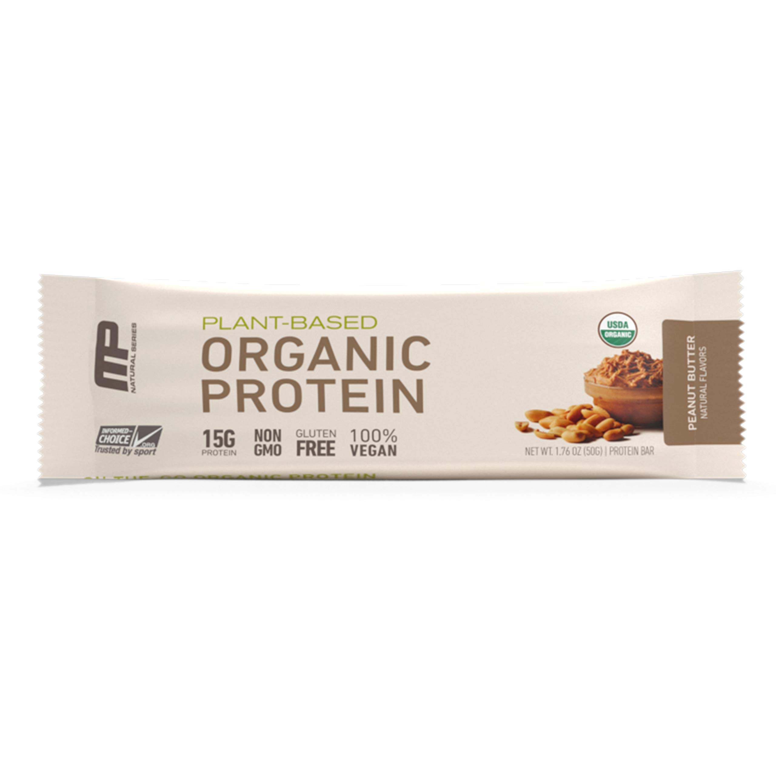 Muscle Pharm Organic Plant-Based Protein Bar, 15g Protein, Peanut ...
