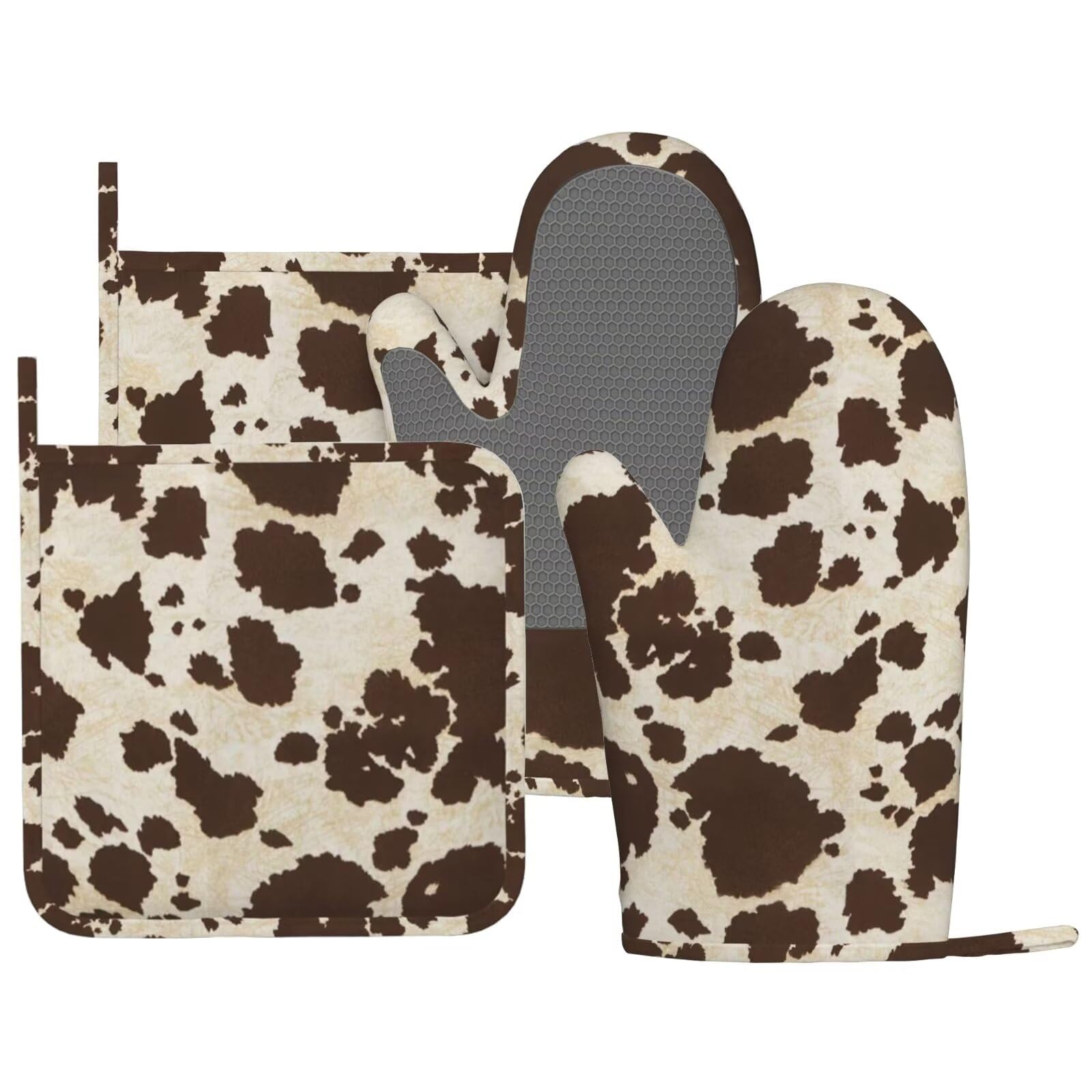 Amazon.com: MIFSOIAVV Brown Cowhide Oven Mitts and Pot Holders Sets ...