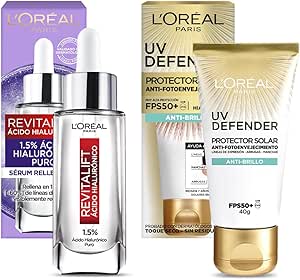 L'Oréal Paris Kit: Protector Solar Diario FPS50+ UV Defender Anti-Brillo + Sérum Rostro ...