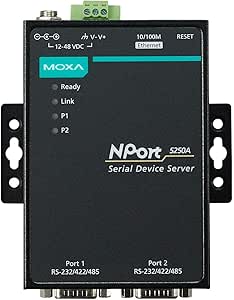 Amazon.co.jp: MOXA NPort 5250A-T 2 Port Device Server, 10/100M Ethernet, RS-232/422/485, DB9 ...