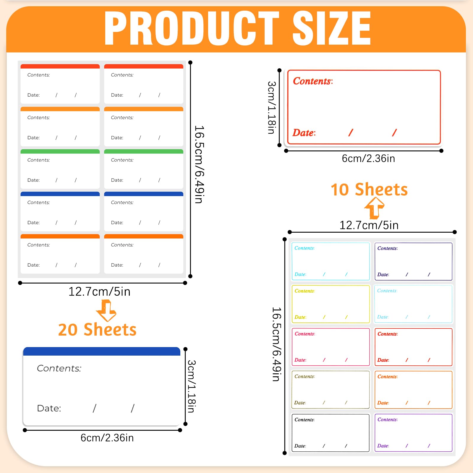 XIEJ Pack of 300 Freezer Labels, Coloured Freezer Labels for Labelling ...