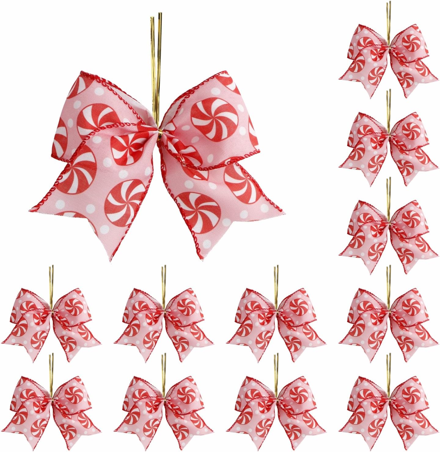 Amazon.com: Meseey 12 Pcs Christmas Candy Bows 6 Inch Red and Pink ...