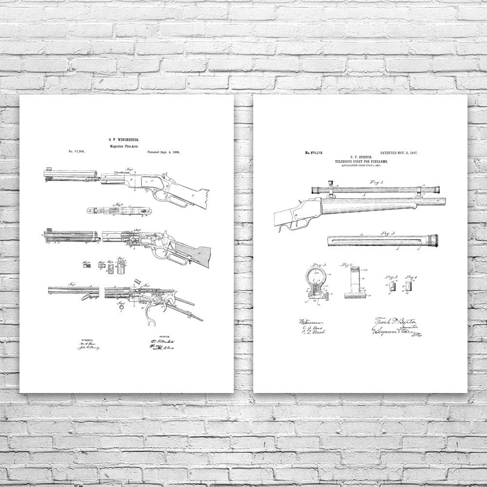Amazon.com: Hunting Rifle Patent Prints Set of 2 (16x20), Shooting ...