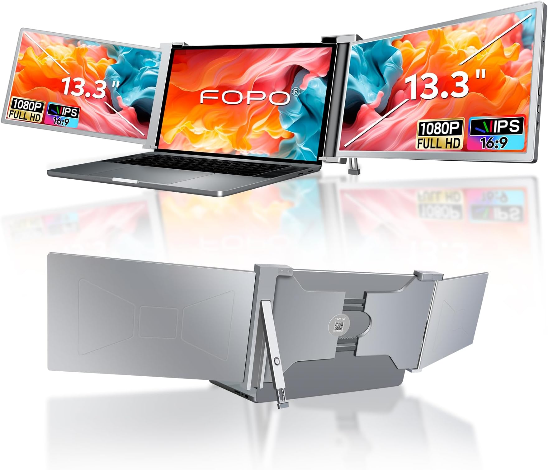 Amazon.com: FOPO 13.3" Triple Laptop Screen Extender FHD 1080P IPS ...