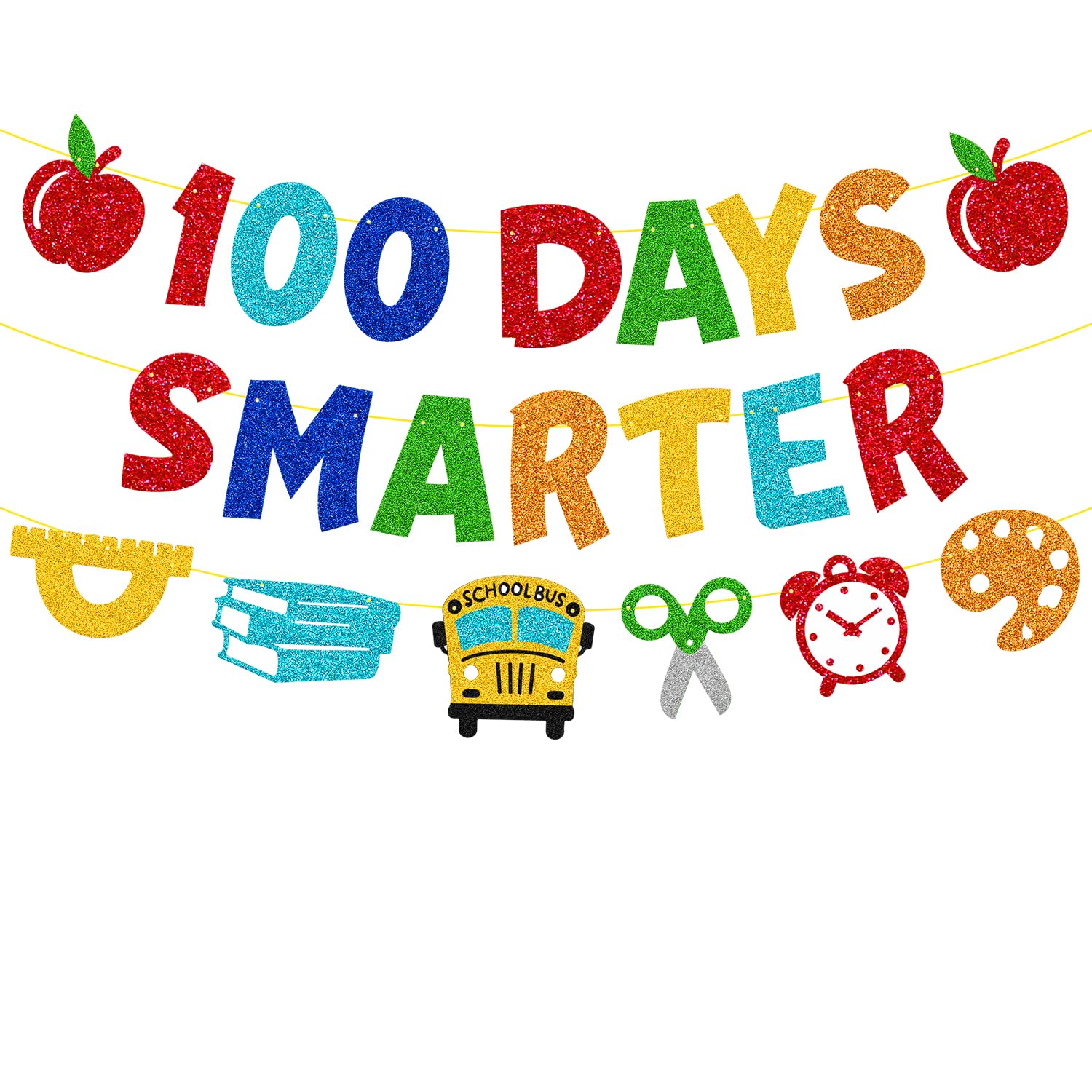 Amazon.com: 100 Days Smarter Banner Happy 100th Day of School Garland ...