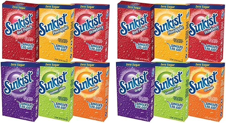Amazon.com : Sunkist Singles to Go Drink Mix Variety Pack, 1 Orange, 1 ...