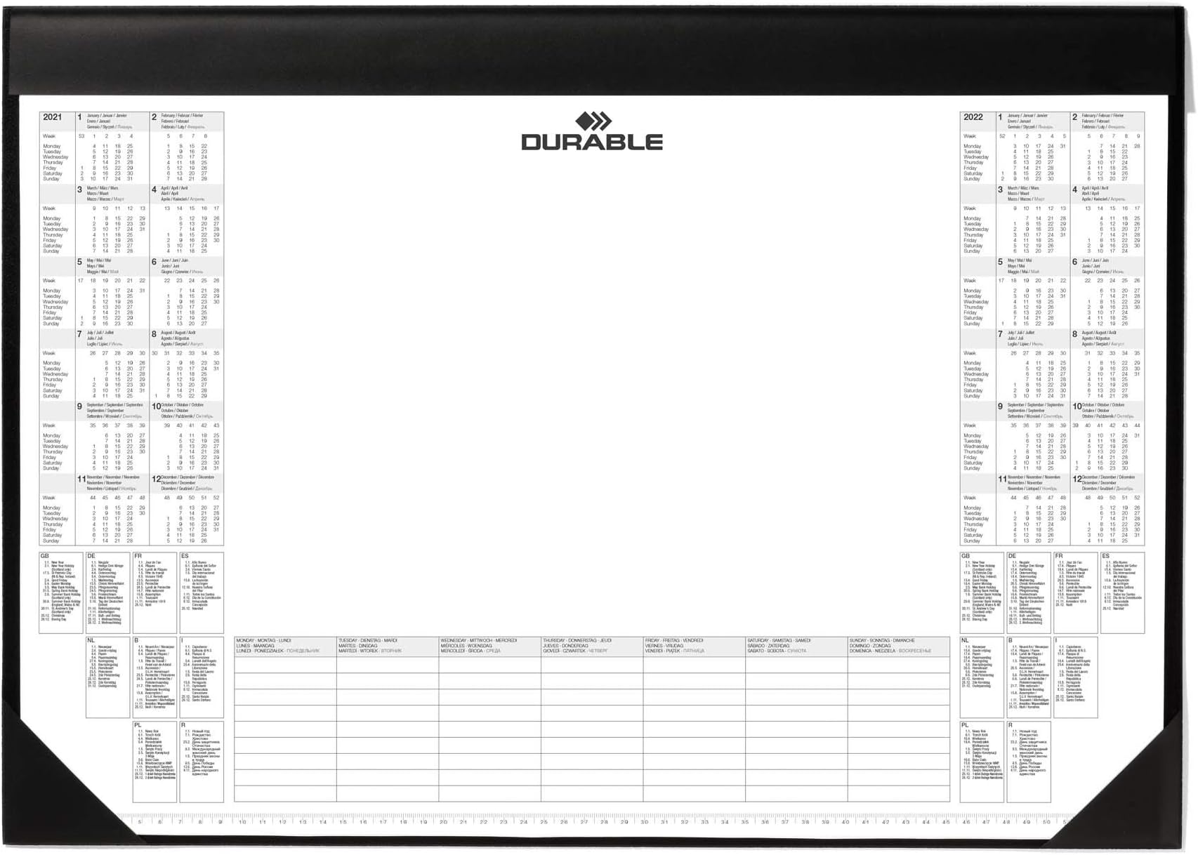 Durable Desk Mat with 2-Year Calendar & Weekly Schedule - 59 x 42cm ...