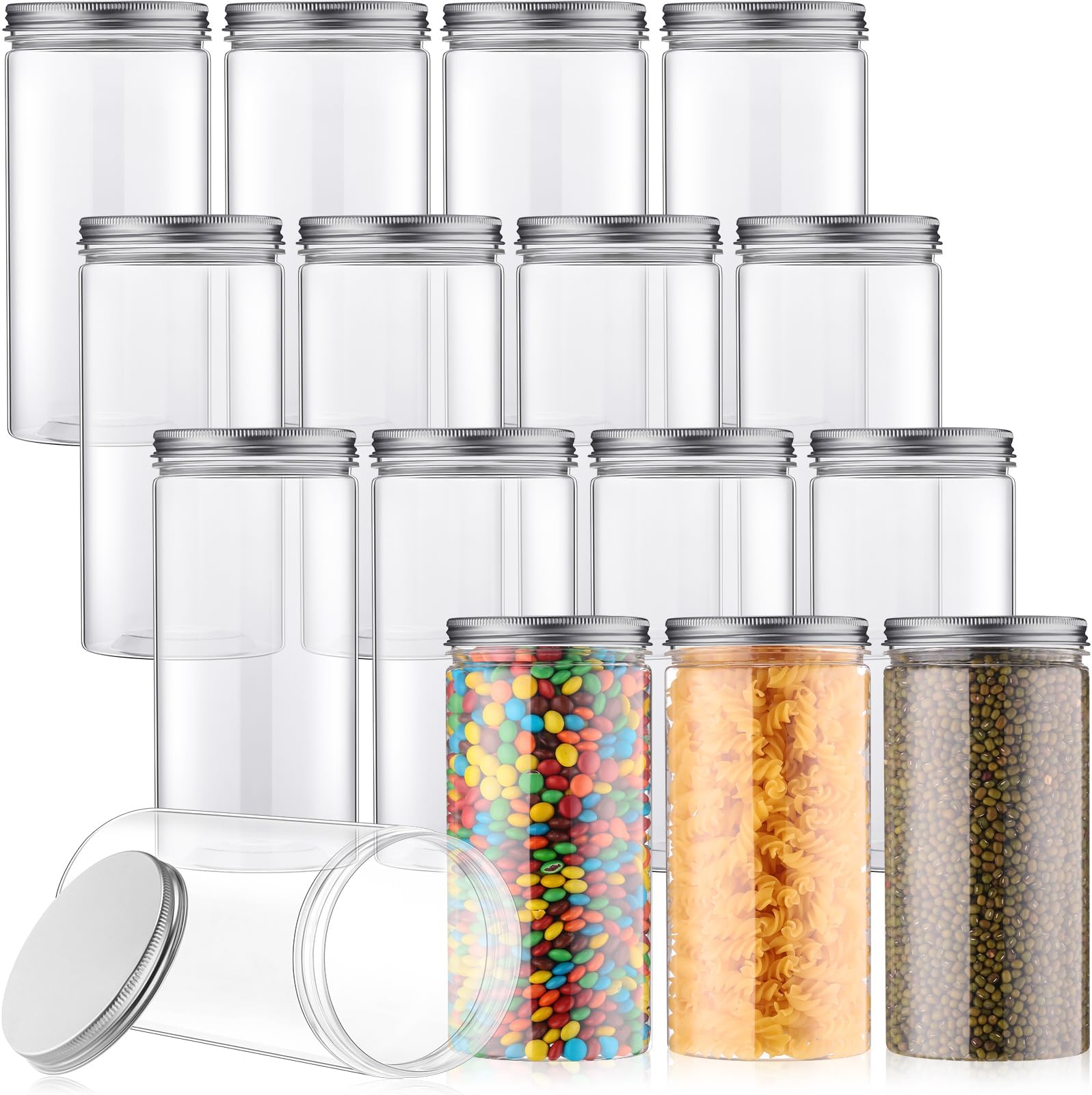Amazon.com: YOUNTHYE 6 PCS Plastic Jars with Lid 48oz Clear PET Seal ...