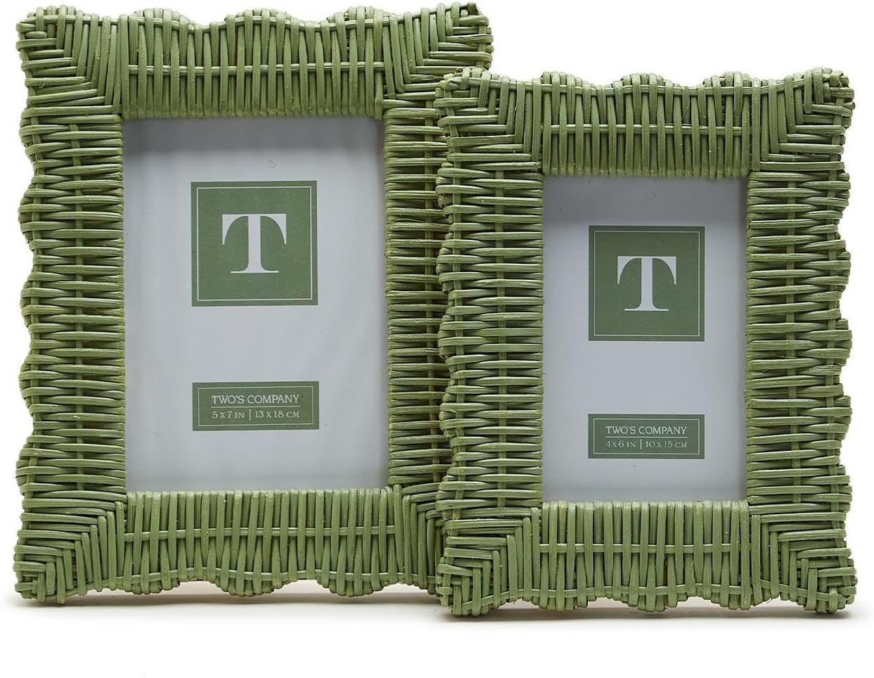 Amazon.com - Generic Two's Company Green Wicker Weave Set of 2 Photo ...