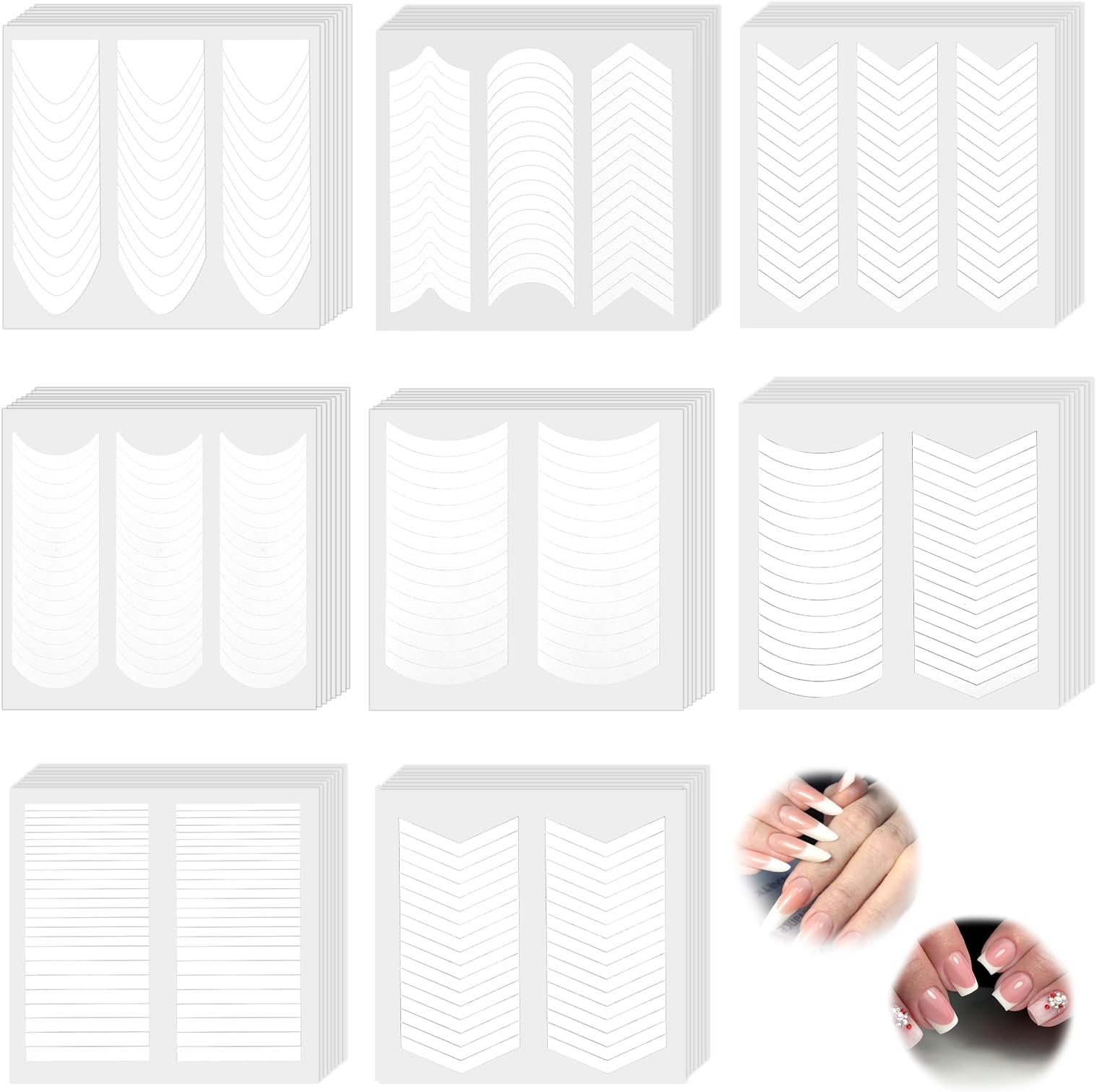 Amazon.com: 1422 Pcs French Tip Nail Guides, Self-Adhesive French Moon ...