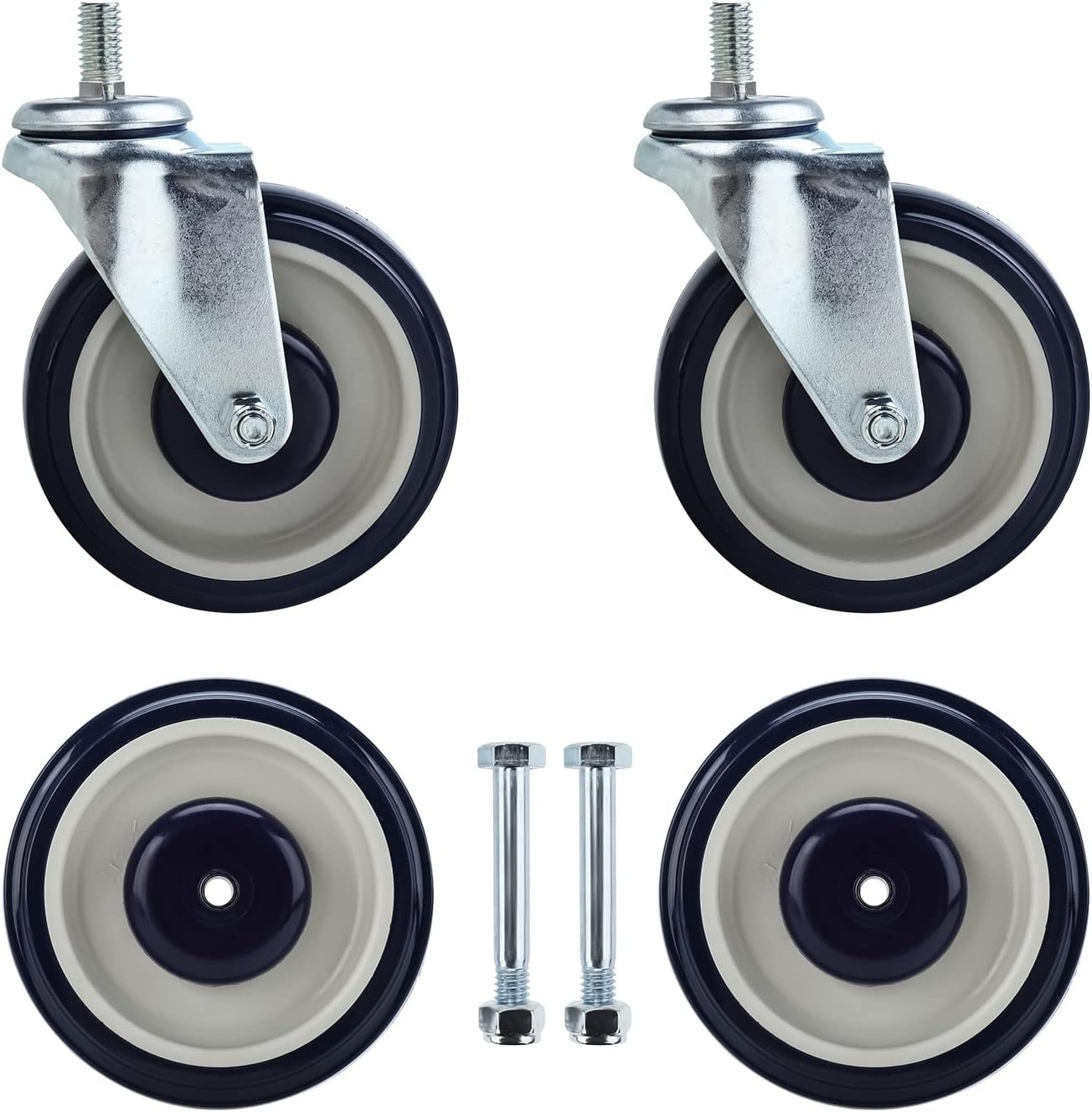 Amazon.com: NORJIN 4 Pack Shopping Cart Replacement Wheels, 5 Inch Stem ...