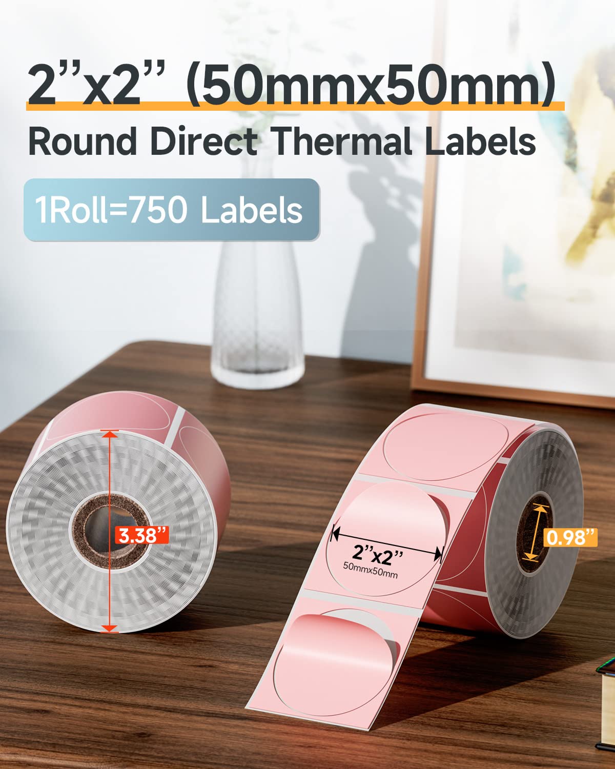 Snapklik.com : 2" Circle Thermal Labels, Self-Adhesive Round Direct ...