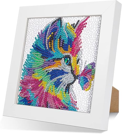 Diamond Painting Chat, 5D DIY Diamond Painting Kit Chat avec Cadre en ...